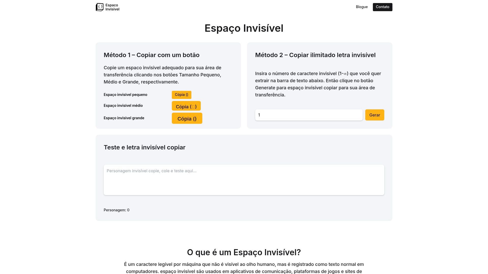 Espaço Invisível - Create invisible Unicode text easily with Espaço ...