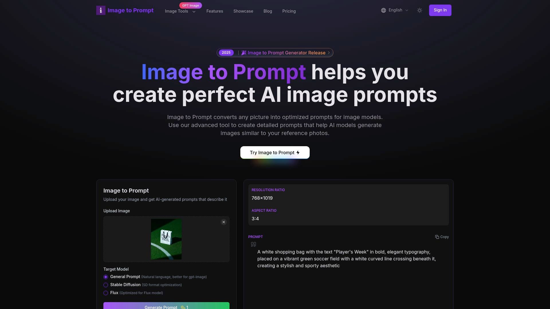 Image to Prompt - Transforms images into AI prompts for image generation.