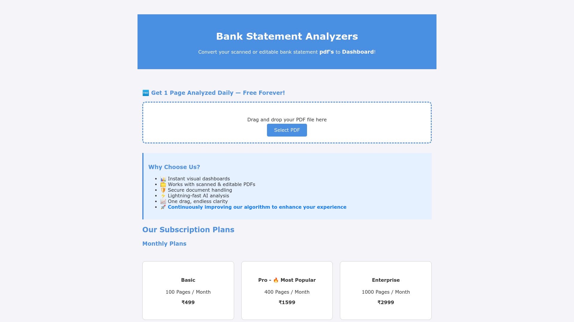 AI-Powered Bank Statement Analyzer - An AI tool for analyzing bank statements quickly and securely.