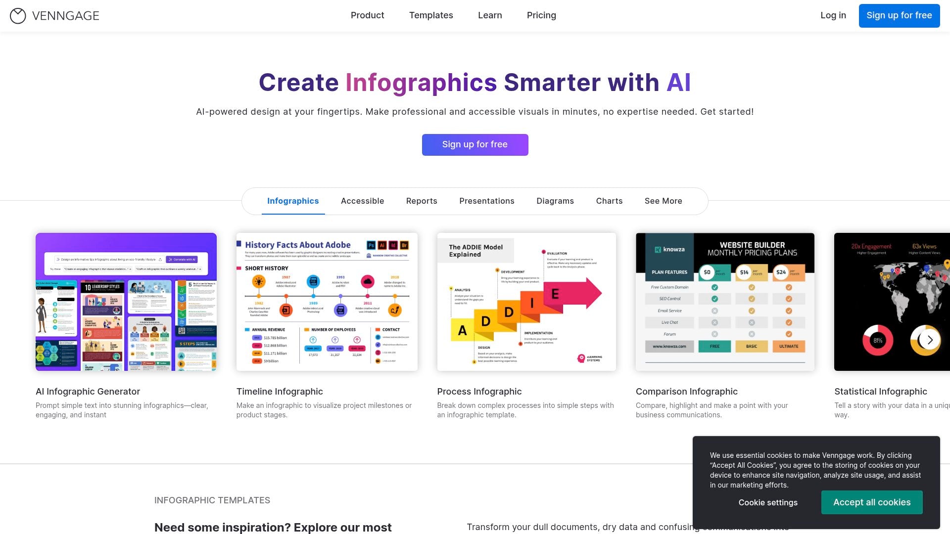 Venngage - Create impactful infographics effortlessly with AI tools.