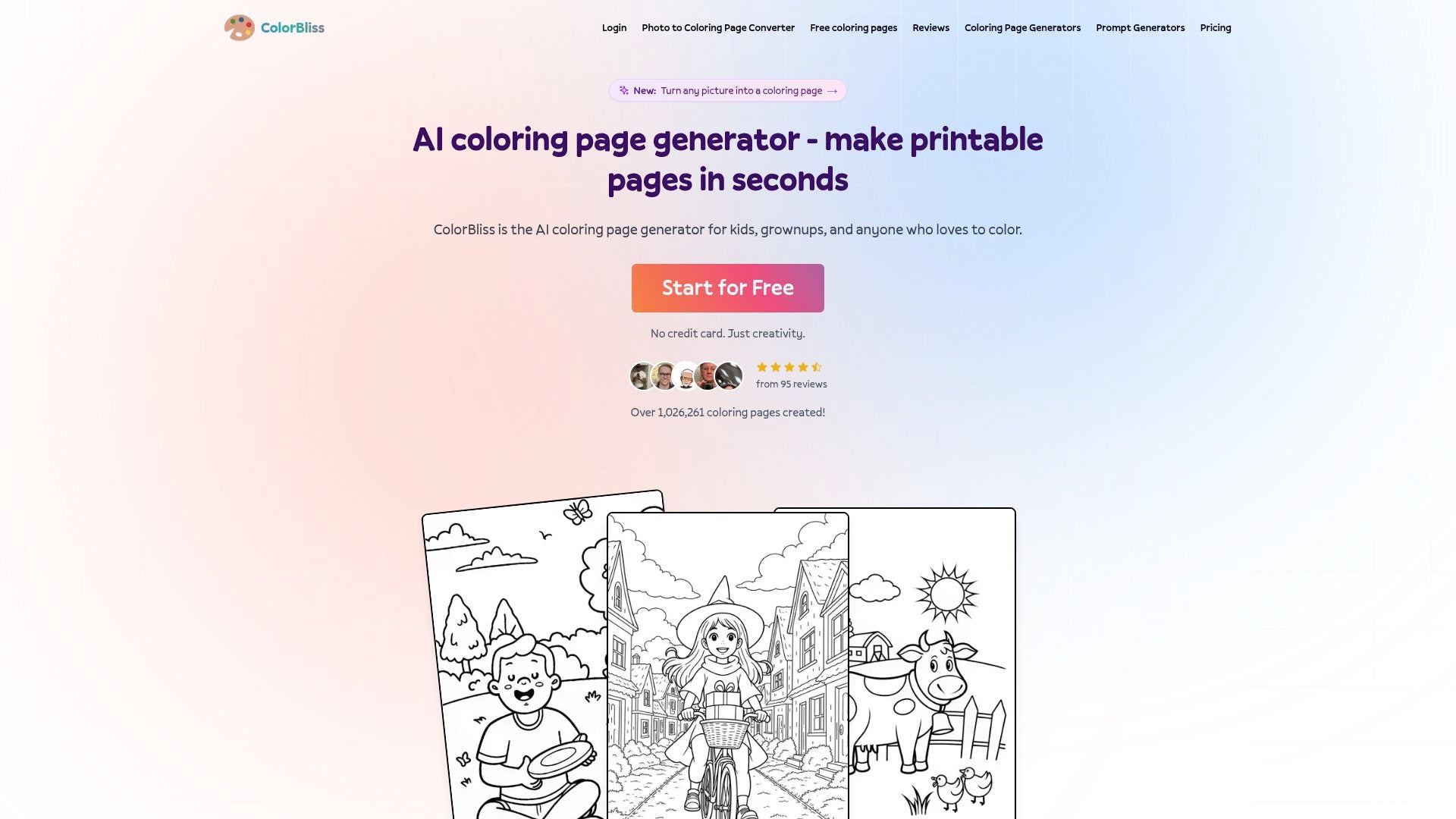 ColorBliss - AI tool that turns photos into coloring pages instantly.