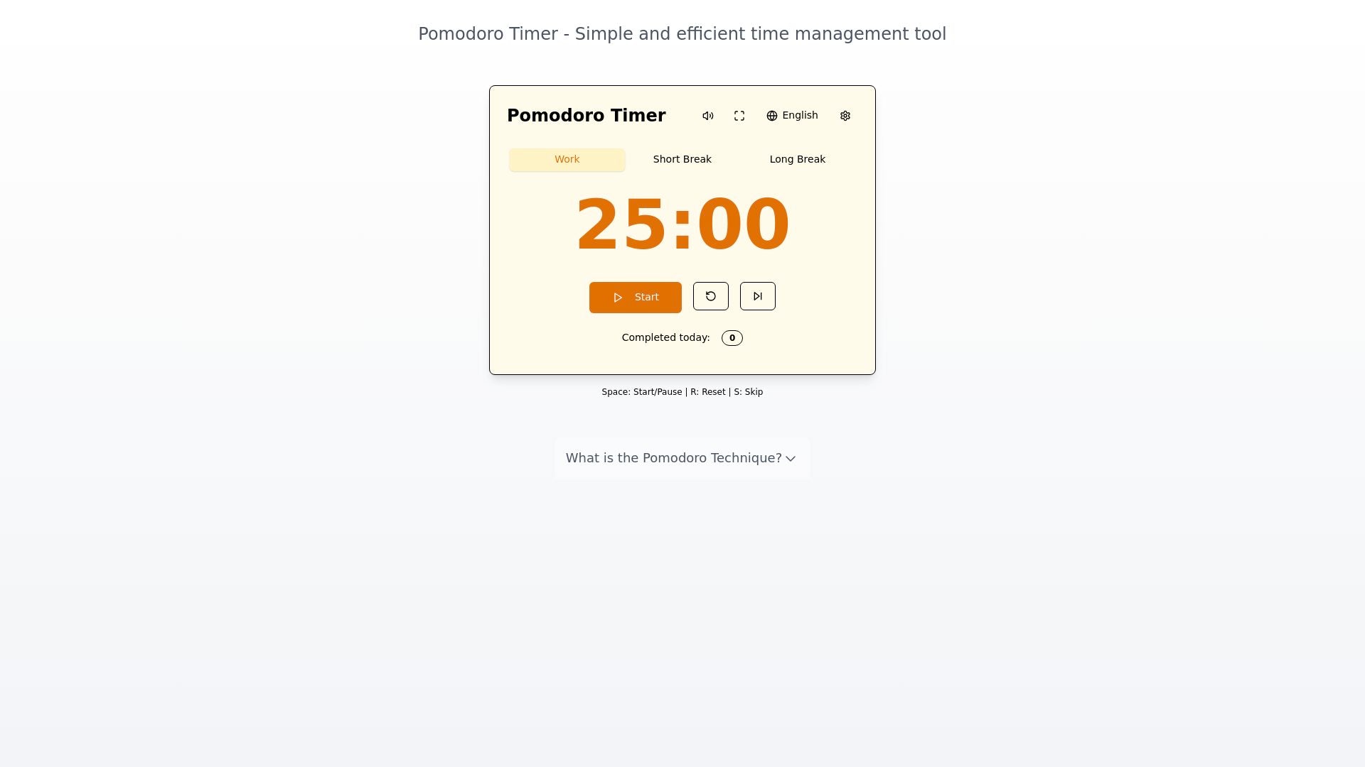 Pomodoro Timer - A simple timer tool for effective time management.